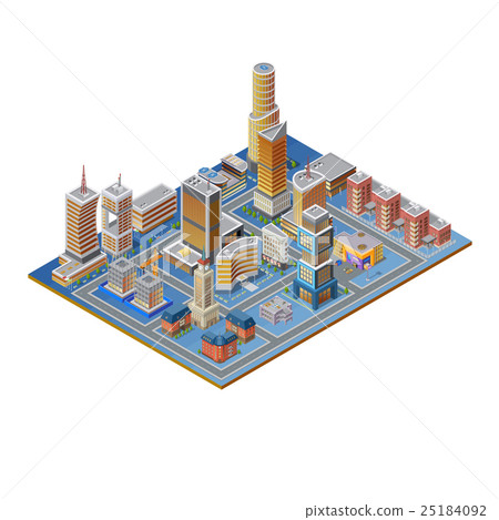 Isometric Building Set - Stock Illustration [25184092] - PIXTA
