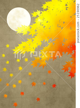 Moon and autumn leaves a (platinum) - Stock Illustration [25190962] - PIXTA
