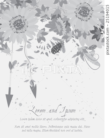 Illustration greeting hand-drawn sunflower floral - Stock Illustration ...