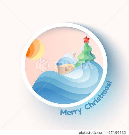 Winter house with fur tree icon - Stock Illustration [25194583] - PIXTA