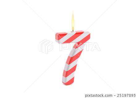 Birthday candle with number 7, 3D rendering - Stock Illustration ...