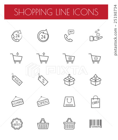 shopping lines icons set. vector . illustration - Stock Illustration ...