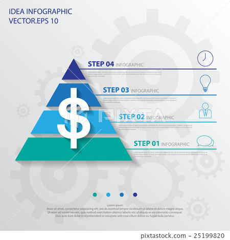 Step design of four part pyramid infographic.-插圖素材 [25199820] - PIXTA圖庫