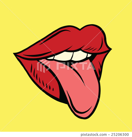 Red pop art mouth with tongue hanging out - Stock Illustration ...