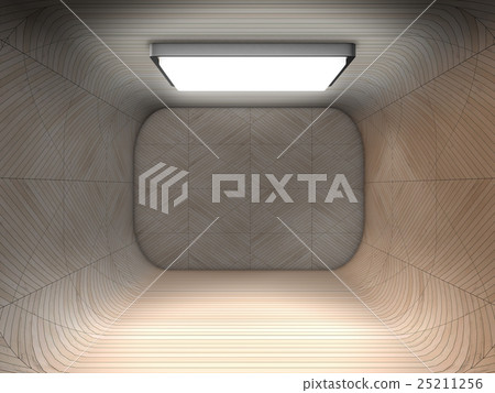 Empty room made of wood with a light from above - Stock Illustration ...