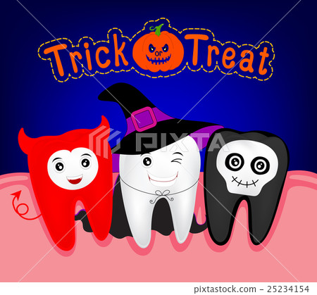 Happy Halloween of teeth monster witch and ghost. - Stock Illustration ...