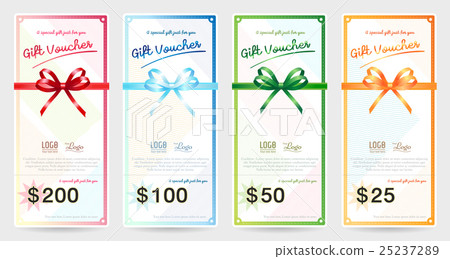Set of portrait gift voucher or gift card template - Stock Illustration ...