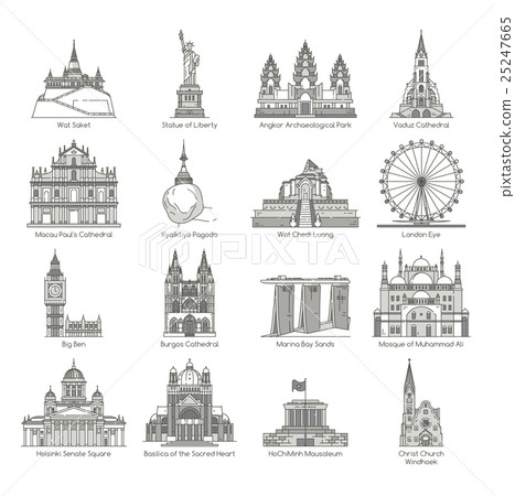 World landmark icons Images - Search Images on Everypixel