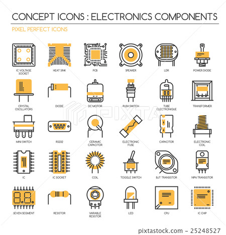 Electronic components , thin line icons set - Stock Illustration ...