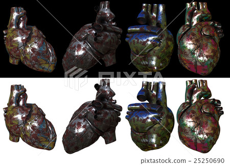 3d render ilustration of the metal heart - Stock Illustration [25250690 ...