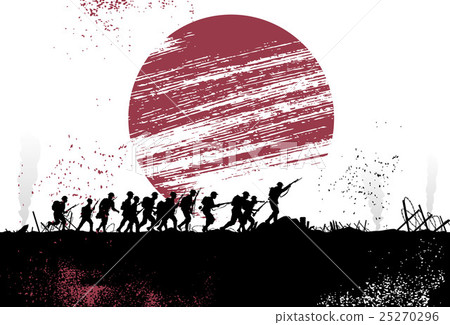 Soldiers with flag of Japan - Stock Illustration [25270296] - PIXTA