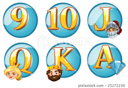 Letters and numbers on round badges - Stock Illustration [25272230] - PIXTA