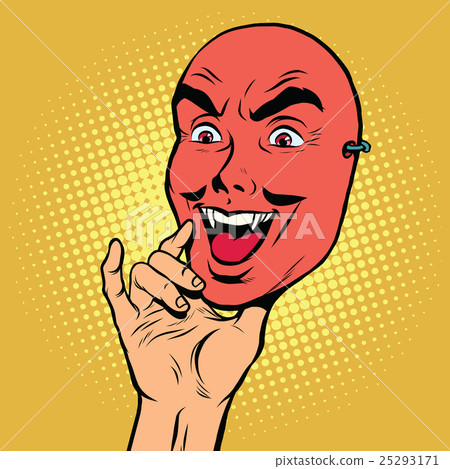 Angry face mask of a man, Red devil - Stock Illustration [25293171] - PIXTA