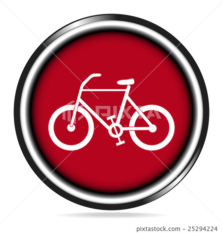 Bicycle icon on red button - Stock Illustration [25294224] - PIXTA