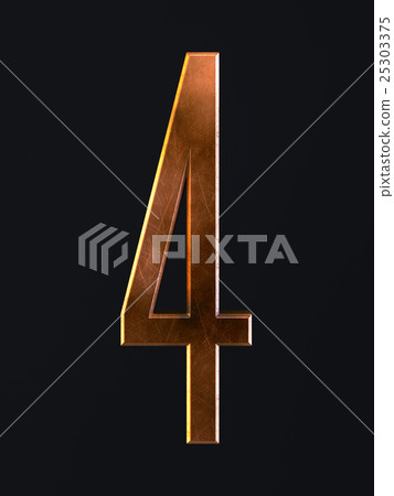 Golden scratch alphabet letter symbol 4 four - Stock Illustration ...