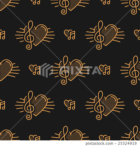 Music notes seamless pattern, treble clef, thin - Stock Illustration ...