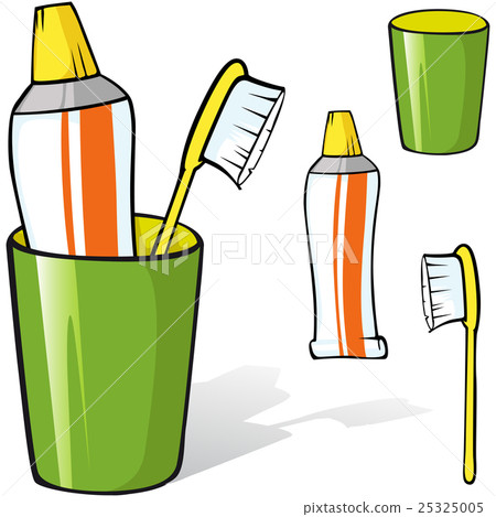 toothbrush and toothpaste in a cup - Stock Illustration [25325005] - PIXTA