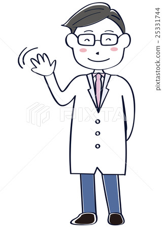 Cute glasses doctor whole body bye - Stock Illustration [25331744] - PIXTA