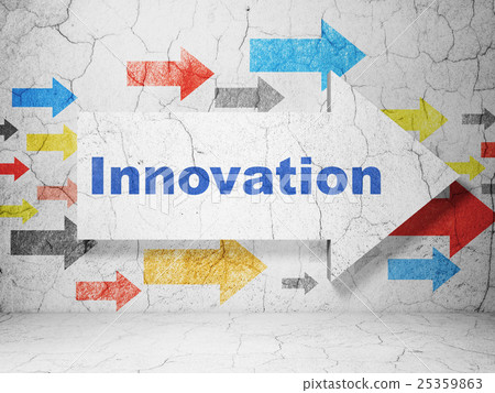 Business concept: arrow with Innovation on grunge - Stock Illustration ...