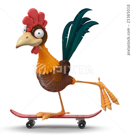 rooster on a skateboard - Stock Illustration [25365018] - PIXTA