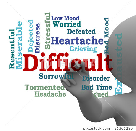 Difficult Word Indicates Tiring Tough 3d Rendering - Stock Illustration ...