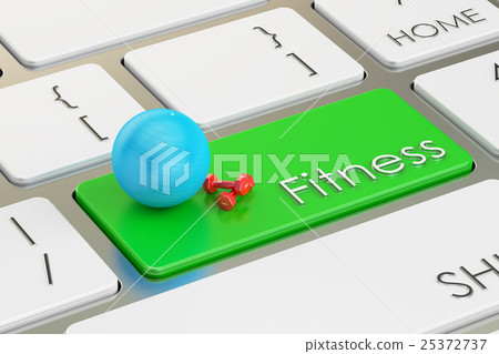 fitness button, key on keyboard. 3D rendering - Stock Illustration ...