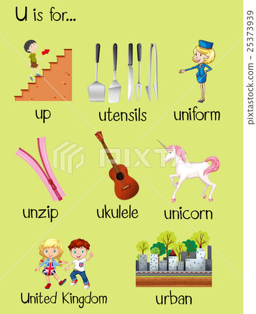 U Words For Kids Funz U Alphabet Letter Printed Flash Card Animal