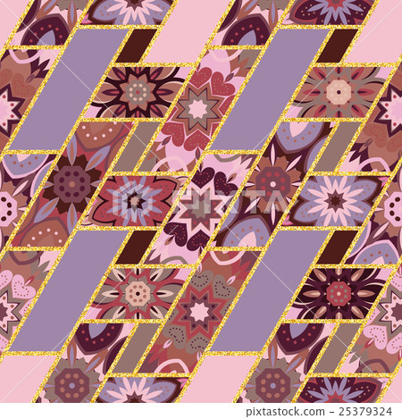 Vector abstract seamless patchwork pattern with - Stock Illustration [25379324] - PIXTA