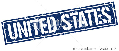 United States blue square stamp - Stock Illustration [25381412] - PIXTA