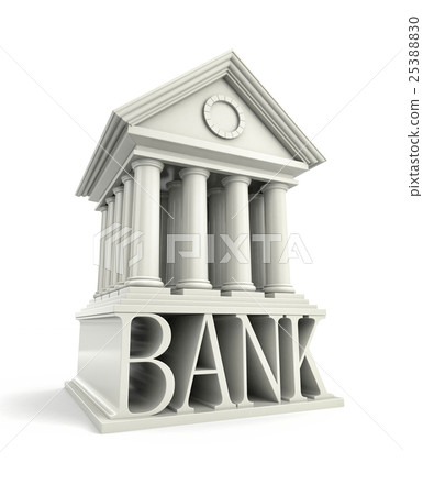 Bank Icon. Bank 3d building icon. 3d illustration - Stock Illustration ...