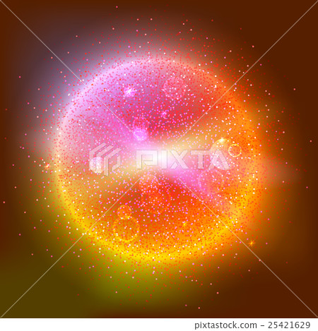 Bright glowing ball filled with particles and dust - Stock Illustration ...