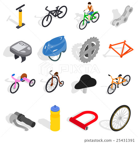 Bicycle icons set, isometric 3d style - Stock Illustration [25431391 ...