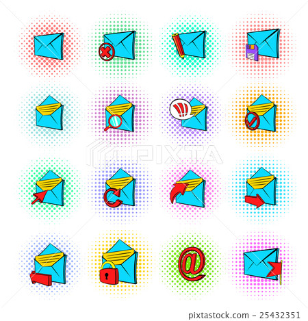 Mail icons set, pop-art style - Stock Illustration [25432351] - PIXTA