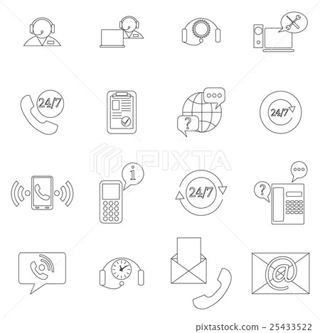 Support service icons set, thin line style - Stock Illustration ...