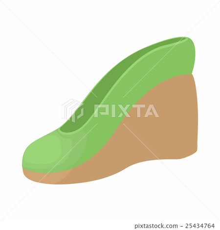 Green female shoe on a platform icon cartoon style - Stock Illustration ...