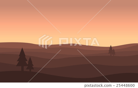 Landscape of hill silhouettes vector - Stock Illustration [25448600 ...