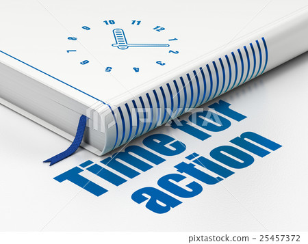 Time concept: book Clock, Time For Action on white - Stock Illustration ...