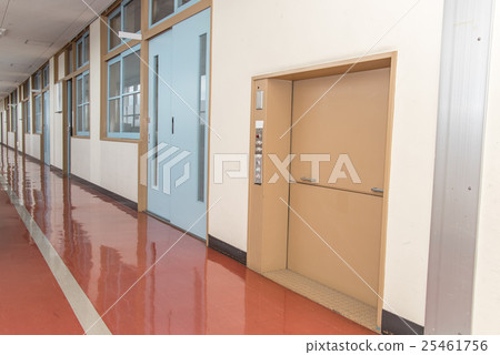 School hallway Door of classroom elevator for... - Stock Photo ...