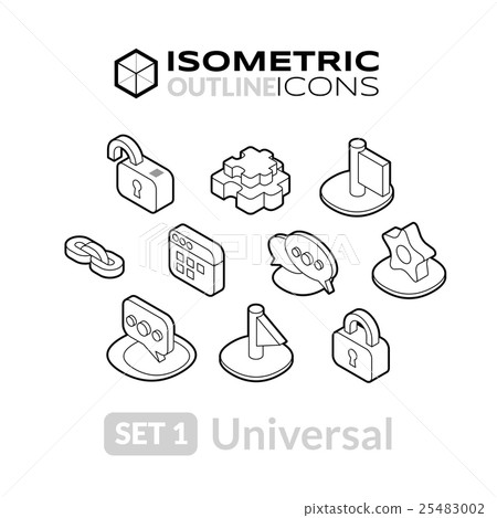 Isometric outline icons set 1 - Stock Illustration [25483002] - PIXTA