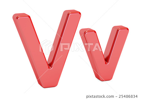 large and small red letter V, 3D rendering - Stock Illustration ...