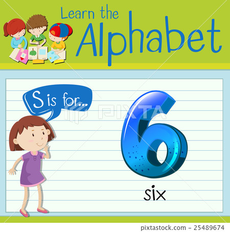 Flashcard letter S is for six - Stock Illustration [25489674] - PIXTA