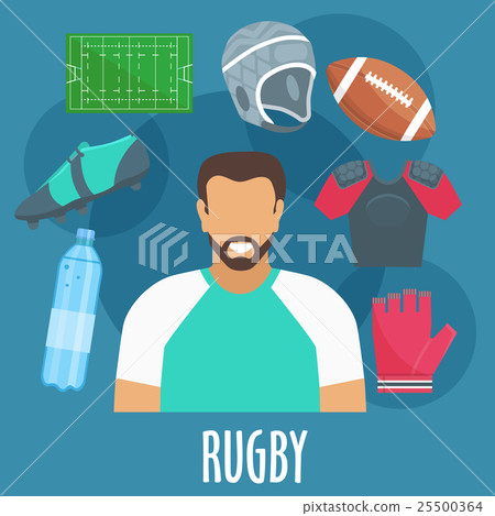 Rugby sport equipment and outfit elements - Stock Illustration ...