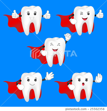 Stock Illustration: Hero teeth character set. - Stock Image - Everypixel