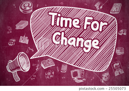 Time For Change - Cartoon Illustration on Red - Stock Illustration ...