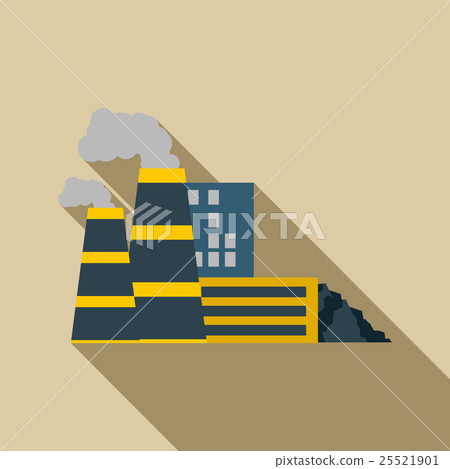 Mining processing plant icon, flat style - Stock Illustration [25521901 ...