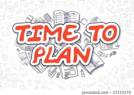 Time To Plan - Cartoon Red Word. Business Concept. - Stock Illustration ...
