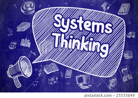 Systems Thinking - Cartoon Illustration on Blue - Stock Illustration ...