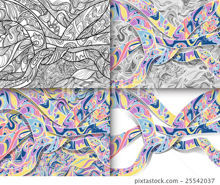 Set of abstract line art for coloring - Stock Illustration [25542037 ...