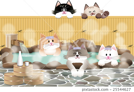 Cats and hot springs - Stock Illustration [25544627] - PIXTA