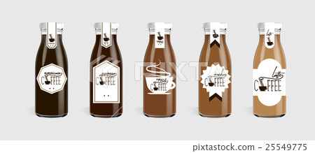 Glass coffee bottle with logo brand concept - Stock Illustration ...